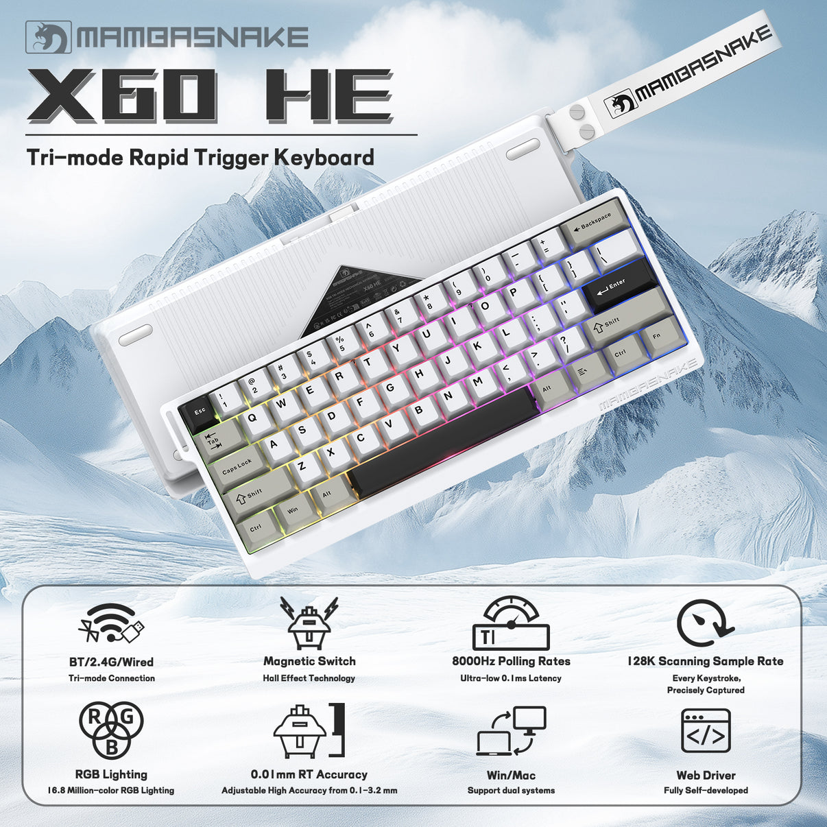 X60 HE Wireless Magnetic Keyboard | Rapid Trigger | 60% – MAMBASNAKE