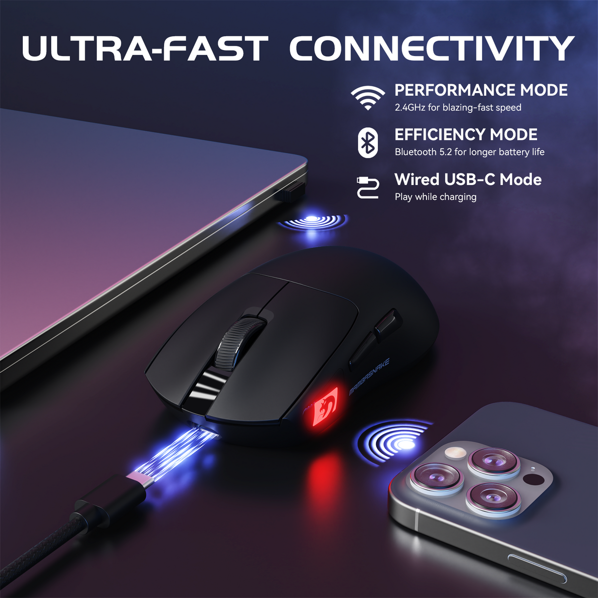 M4 Wireless Gaming Mouse - Light, Ergonomic & Fast – MAMBASNAKE